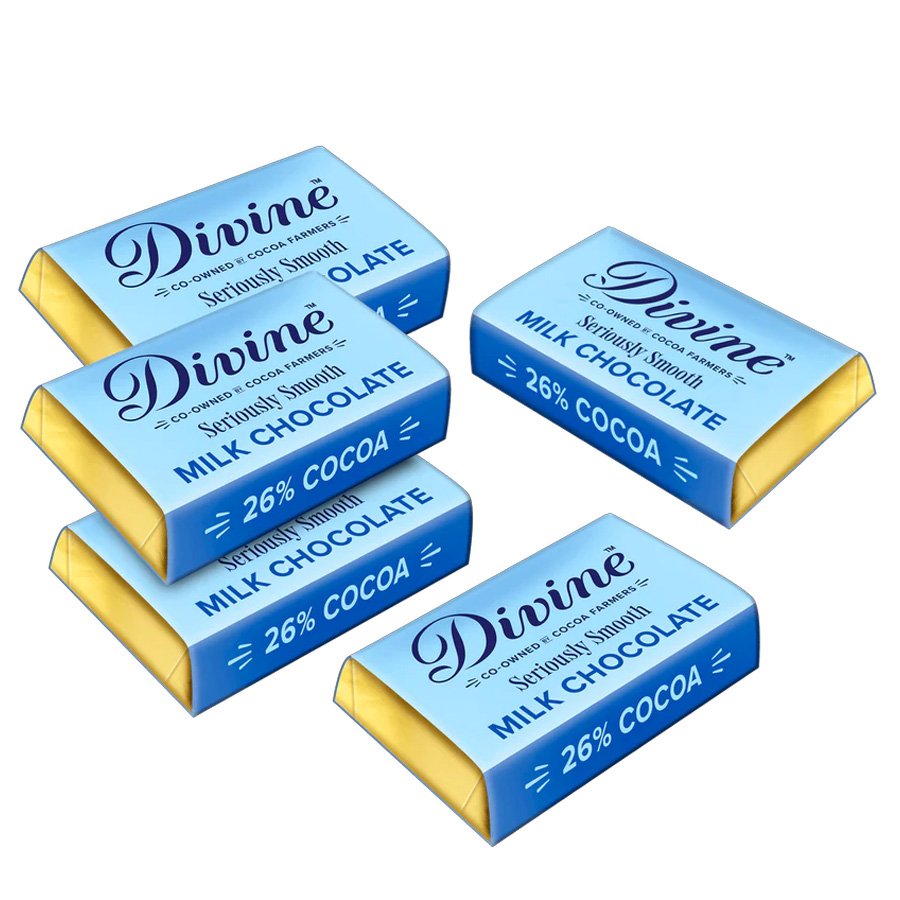 Divine Milk Chocolate Minis - Pack of 100 Mini Bars - Divine Chocolate