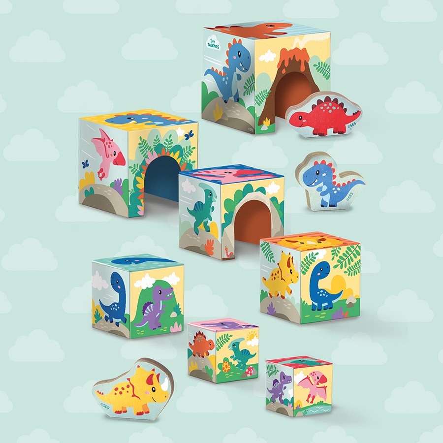 SES Creative Stacking Blocks Tower with Dino Figures - SES Creative